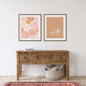 Boho Pink Pumpkins Wall Art PRINTABLE, Neutral I Love Fall Most of All ...