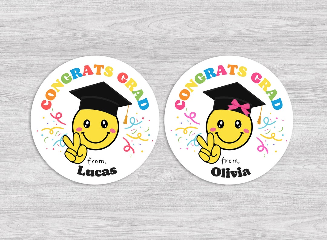 Personalized Graduation Stickers, End of Year Labels, Kids Congrats ...