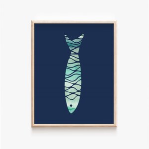 Blue Fish Art PRINTABLE, Digital Coastal Nursery Wall Art, Kids Sea ...