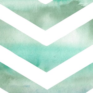 Sea Glass Chevron Art Print, Mid Century Modern Minimalist Decor ...