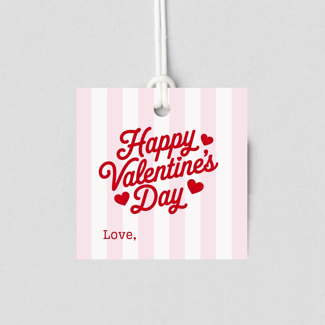 Valentine Gift Tag PRINTABLE, Cute Minimalist Valentine's Day Labels ...
