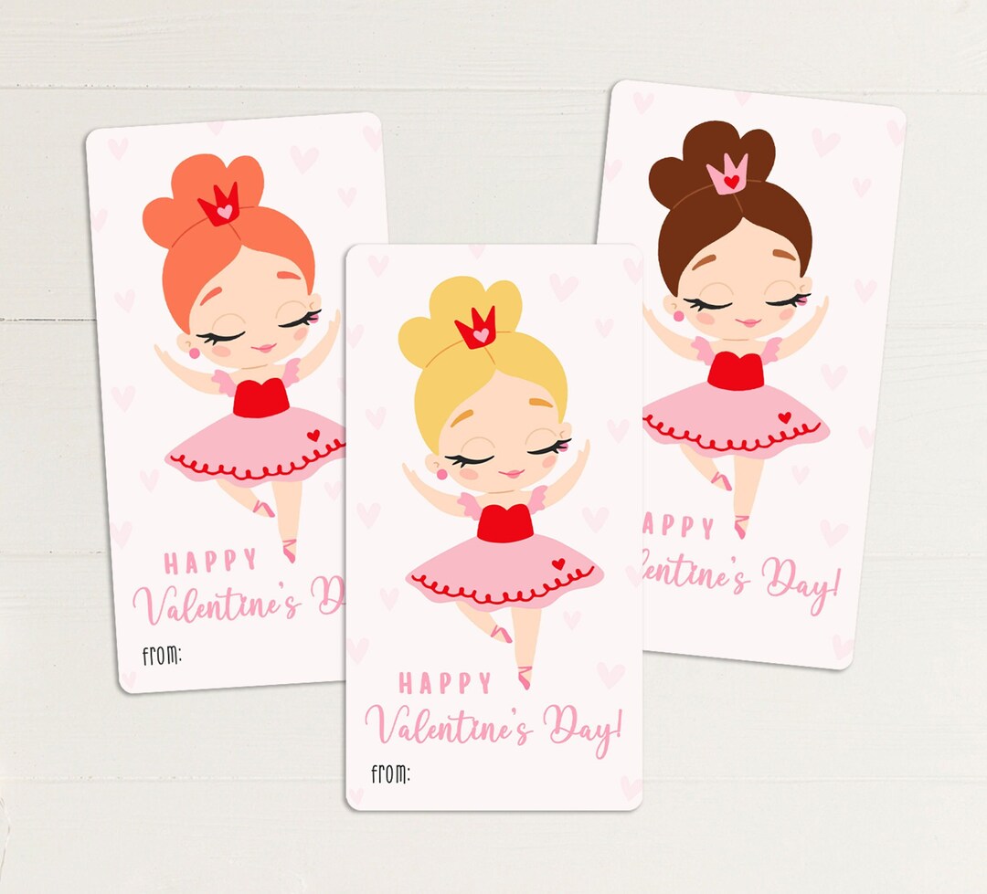 Ballerina Valentine PRINTABLE, Dance Valentine's Day Cards, Cute ...