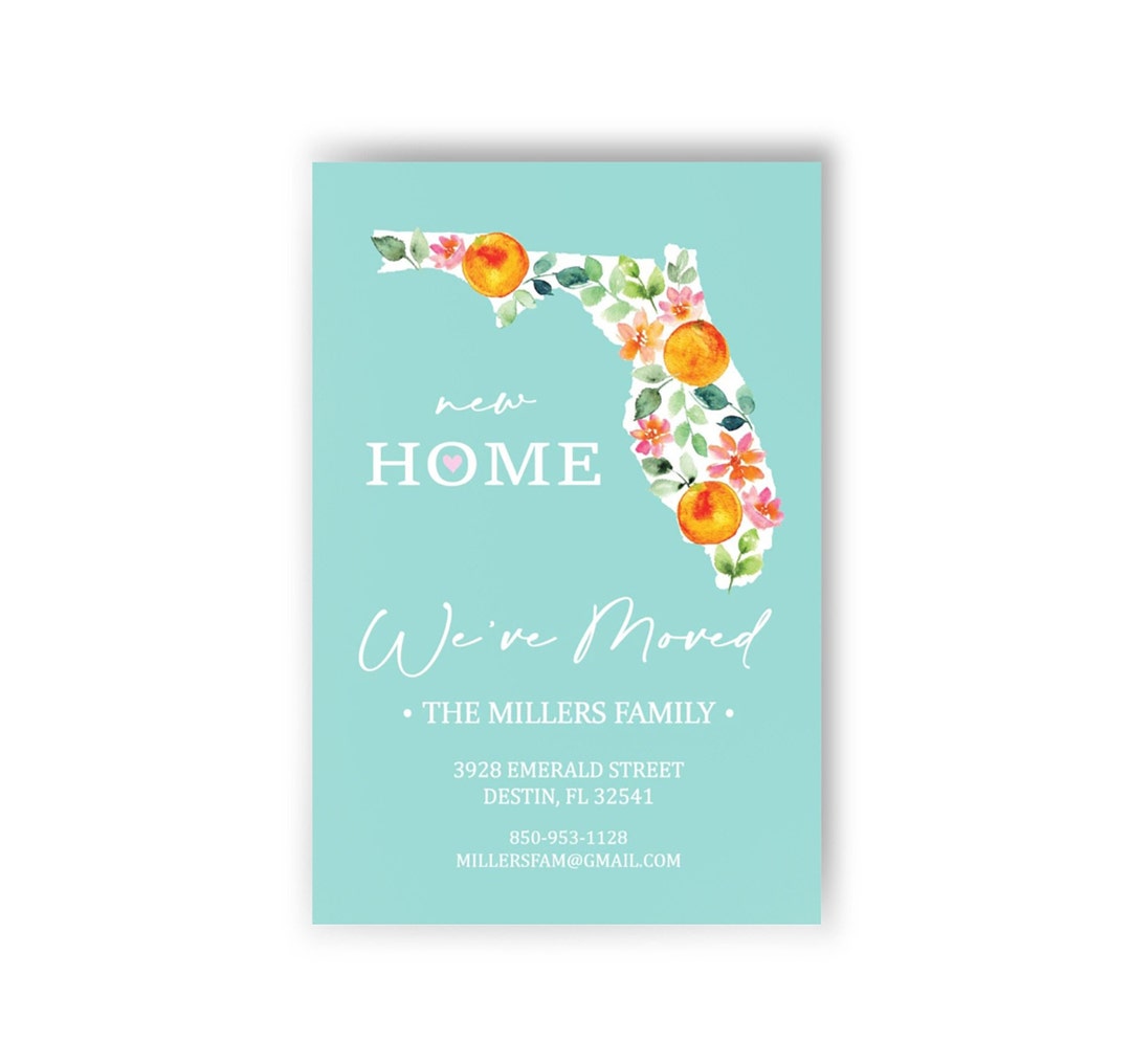 Florida Moving Announcement Card, Personalized We've Moved to FL ...