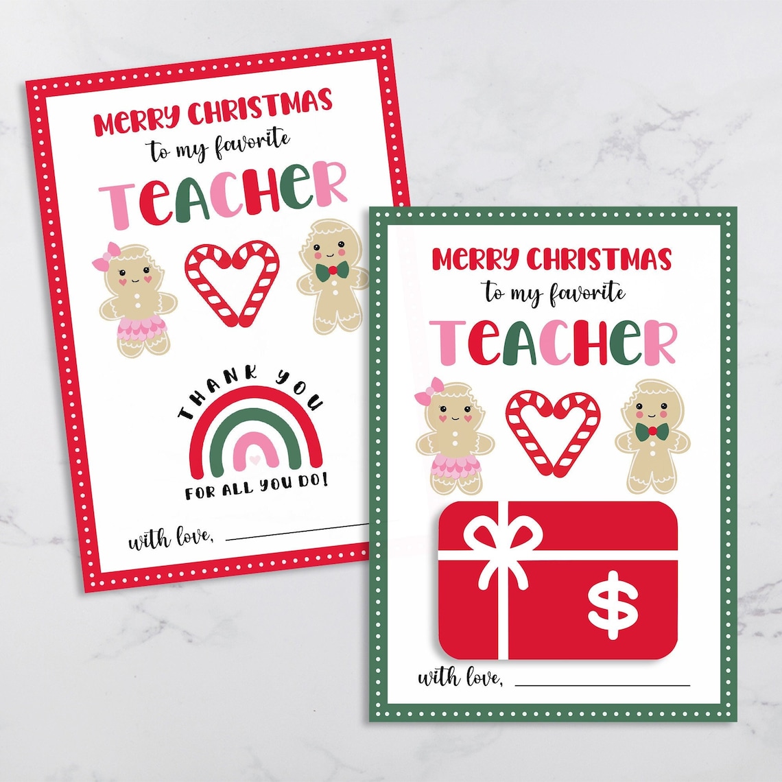 PRINTABLE Christmas Gift Card Holder for Teacher Merry - Etsy