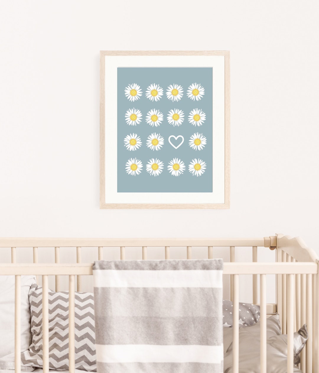 Boho Daisy PRINTABLE, Dusty Blue Daisy Wall Art, Retro Flower Teen ...