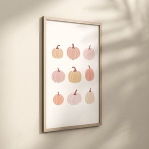 Boho Pumpkins Wall Art PRINTABLE, Neutral Pink Thanksgiving Decor ...