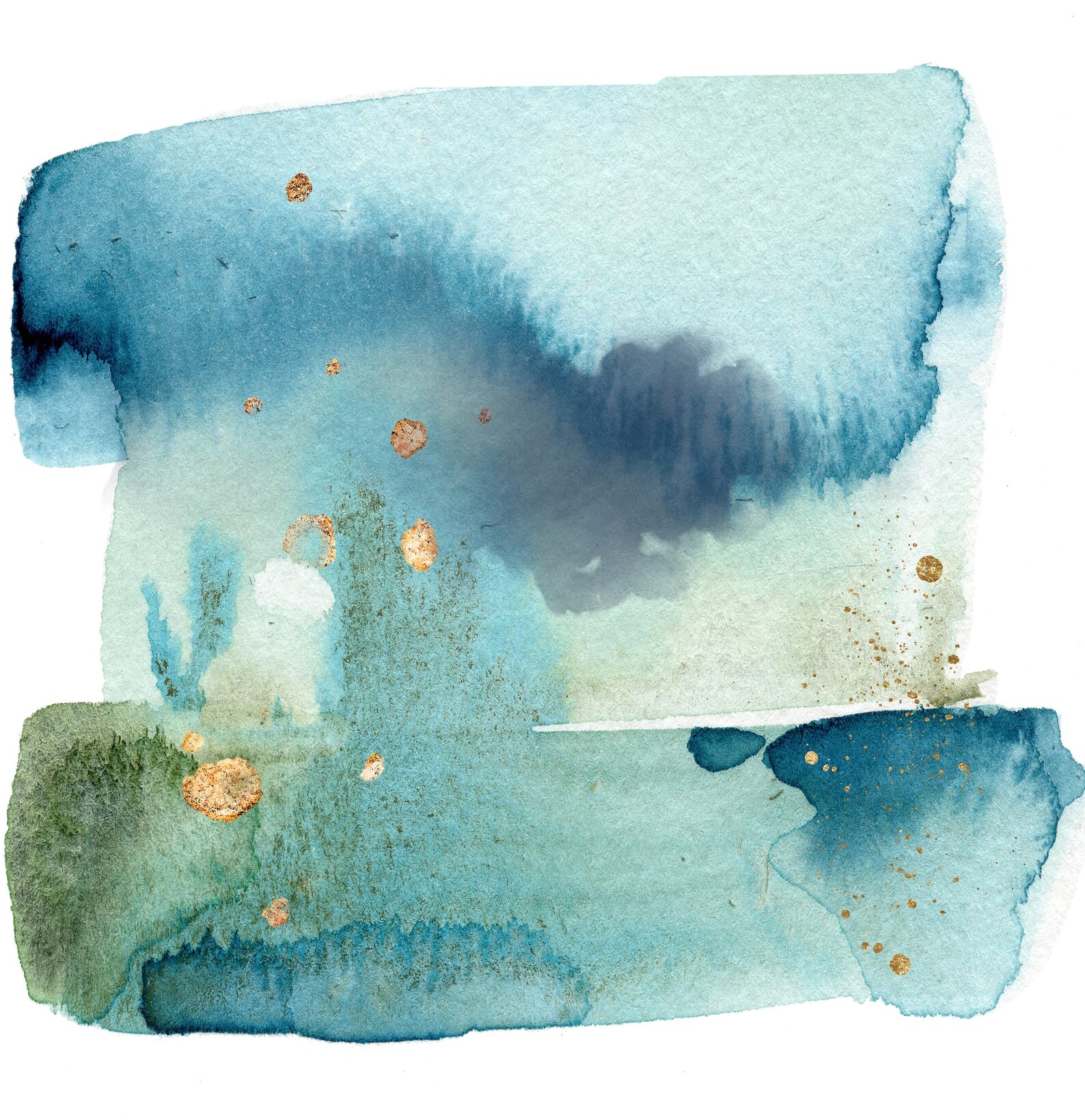 Abstract Landscape Wall Art Gold Indigo Beach Home Decor - Etsy