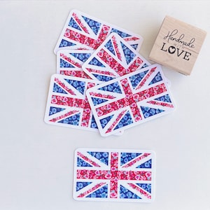 UK Flag Sticker, Union Jack Vinyl Decal, Watercolor Floral British Flag ...