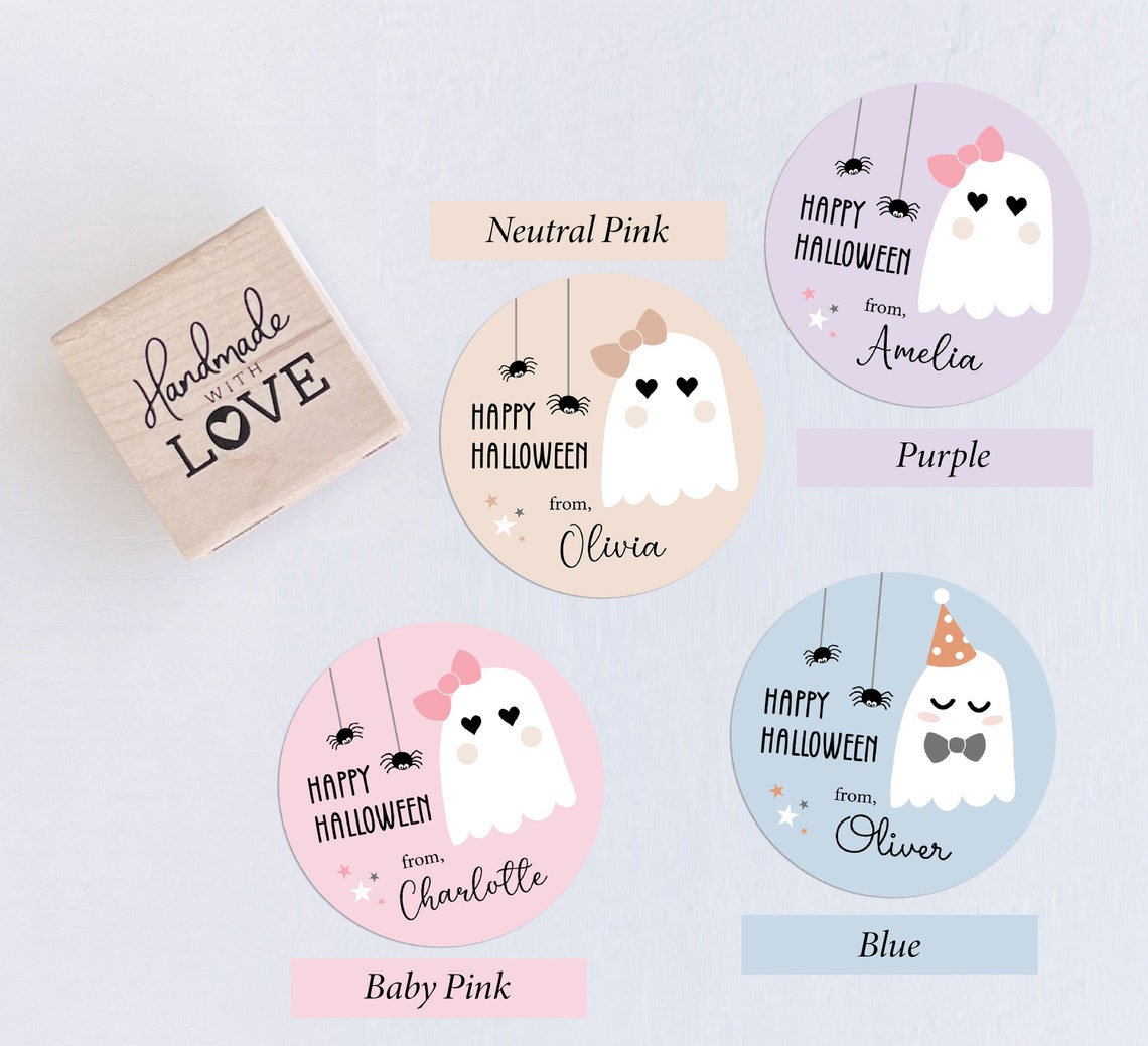 Boho Halloween Stickers With Name, Personalized Trick or Treat Bag ...