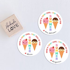 Personalized End of Year Stickers, Ice Cream Summer Break Labels, Kids ...