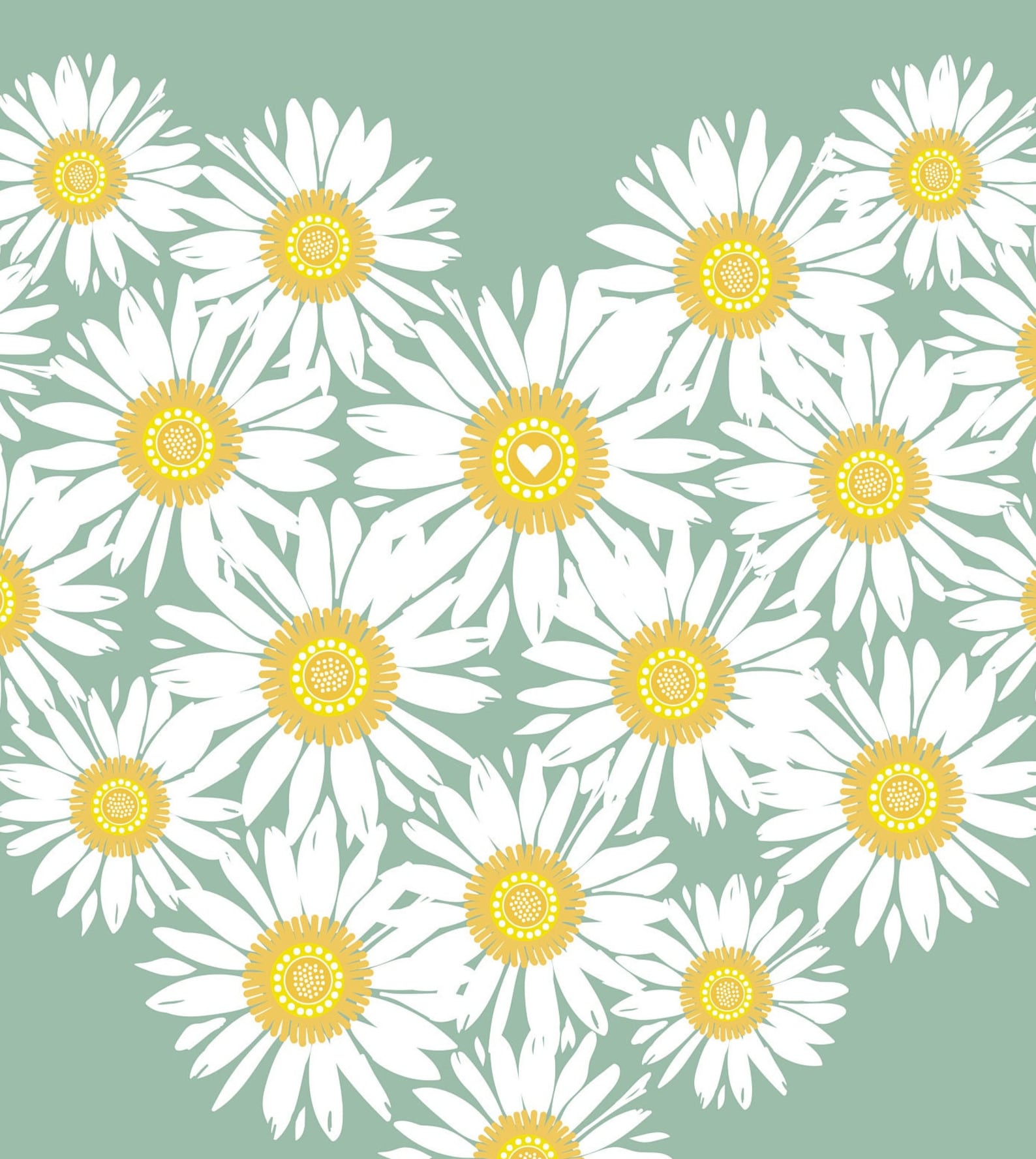 Boho Daisy Heart Wall Art PRINTABLE, Gerber Daisy Girl's Room Decor ...