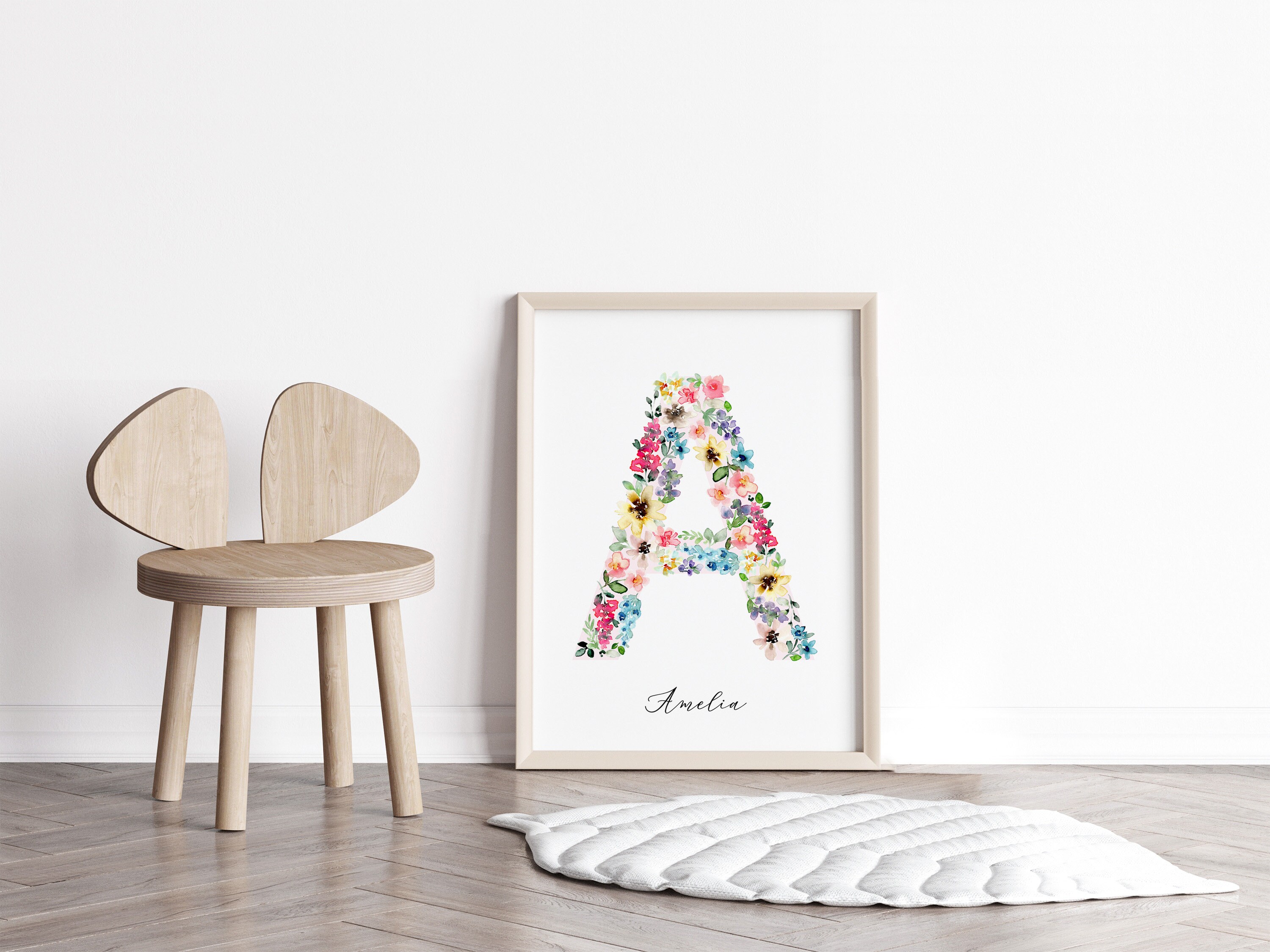 Floral Initial Wall Art, Personalized Wildflower Name Print, Daisy ...