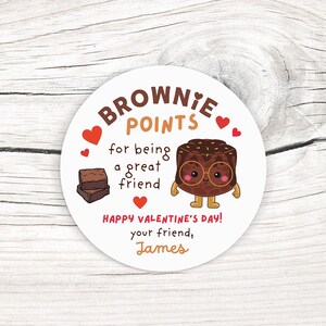 Valentine Brownie Stickers With Name, Personalized Cookie Treat Bag ...