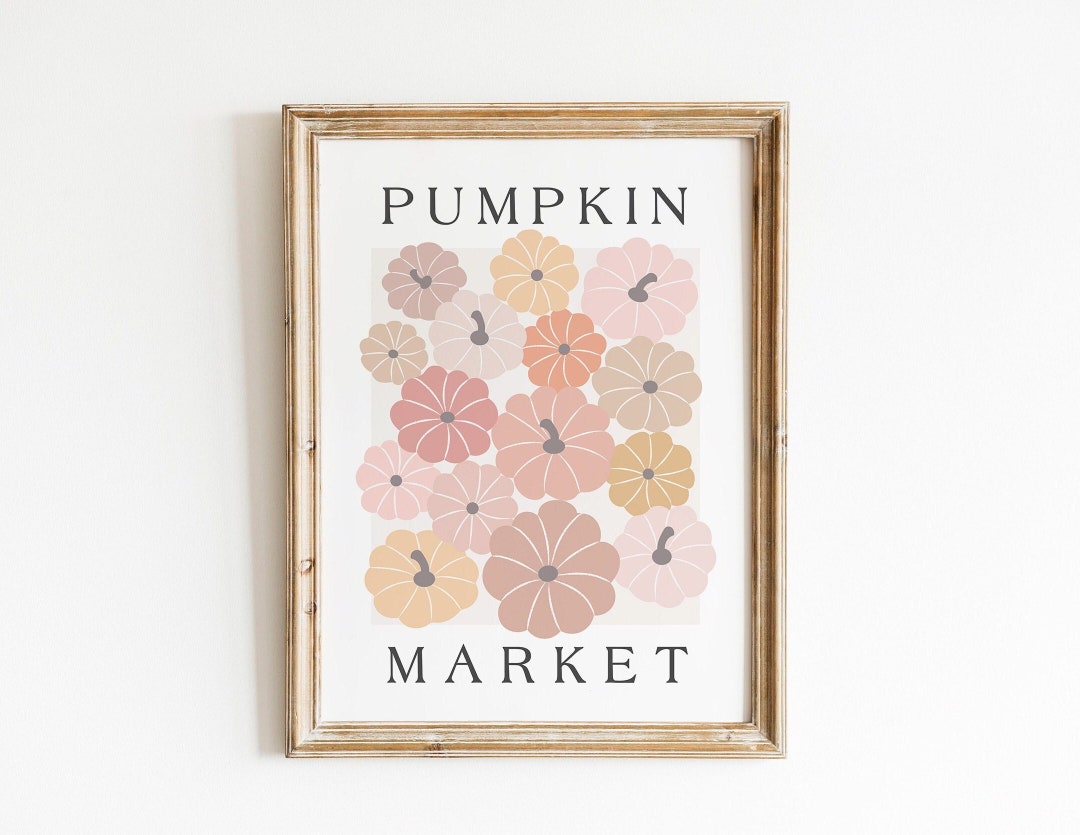 Boho Pumpkins Wall Art PRINTABLE, Fall Pumpkin Market Print, Neutral ...