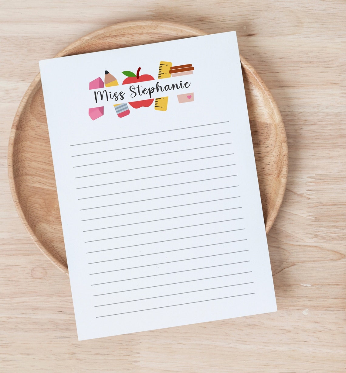 Teacher Note Pad Personalized, Colorful Custom School Stationery, Cute ...