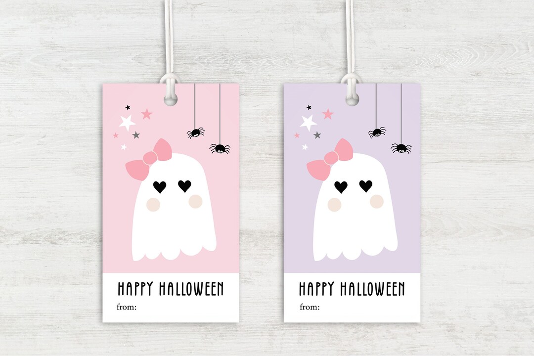 Pastel Halloween Gift Tag PRINTABLE, Digital Boo Party Favors, Trick or ...