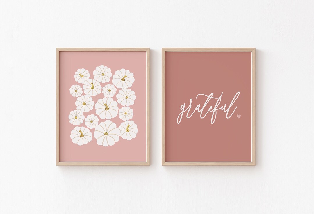 Boho Pumpkins Wall Art PRINTABLE, Neutral Fall Pumpkin Print Set, Muted ...