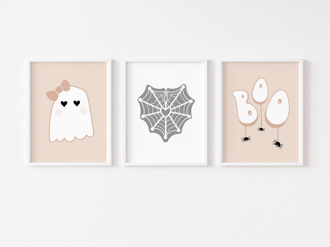 Boho Halloween Nursery Wall Art PRINTABLE, Cute Girls Room Halloween ...
