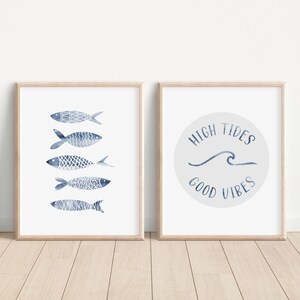 Fish Nursery Wall Art PRINTABLE, Boys Room Blue Fish Print Set, Kids ...