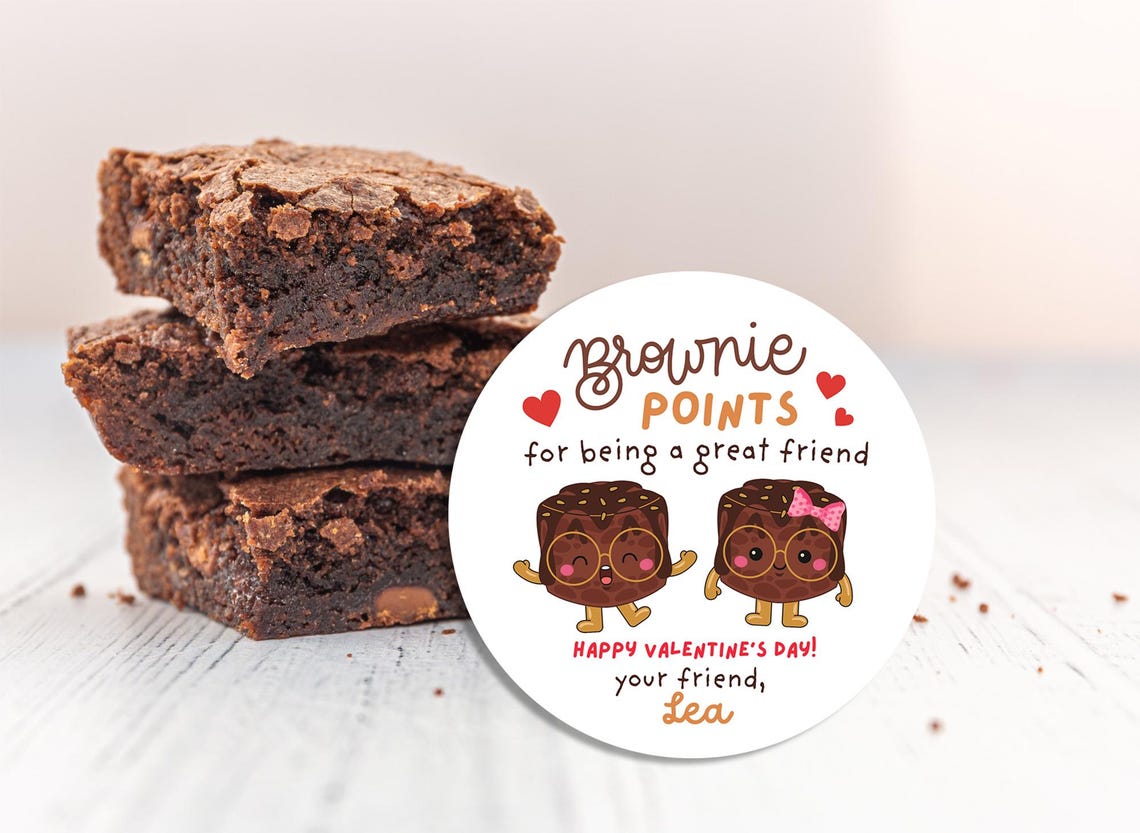 Valentine Brownie Stickers With Name, Personalized Cookie Treat Bag ...