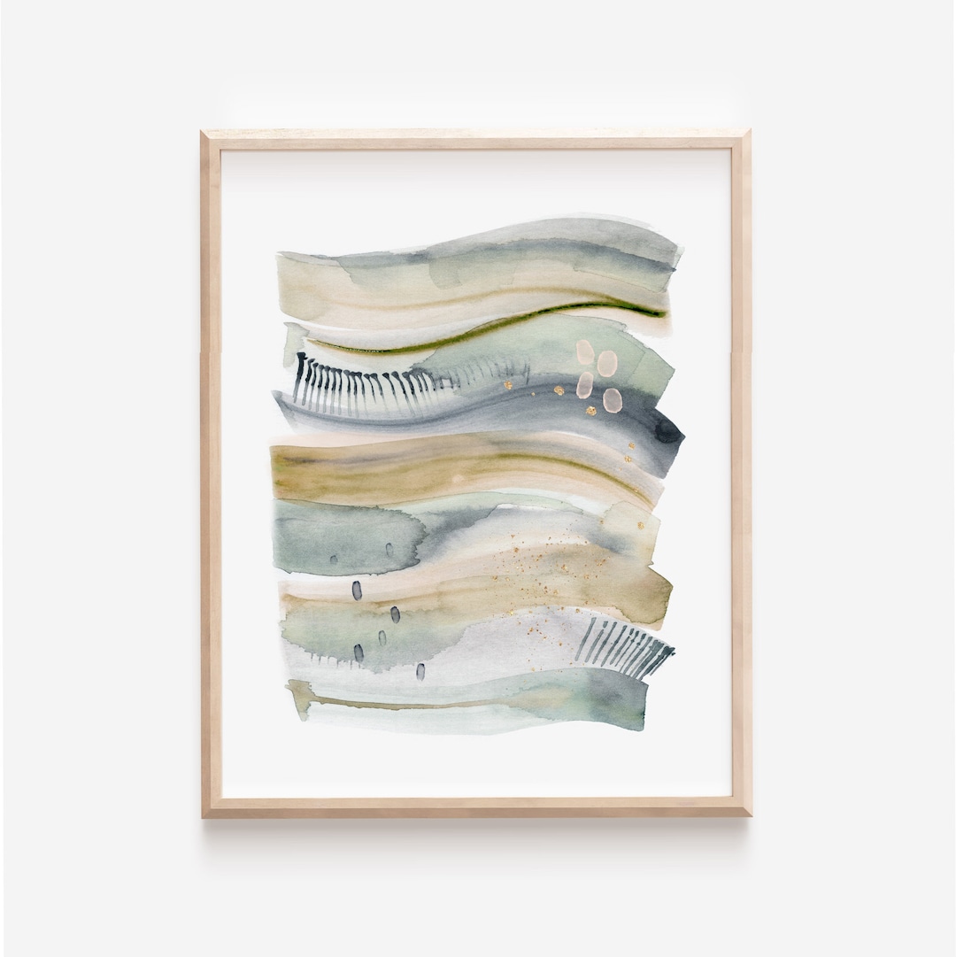 Earth Tone Abstract Art Print, Neutral Pastel Modern Wall Art, Calming ...