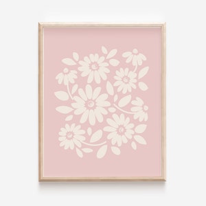 Boho Pink Floral Wall Art, Modern Botanical Decor Neutral, Minimalist ...