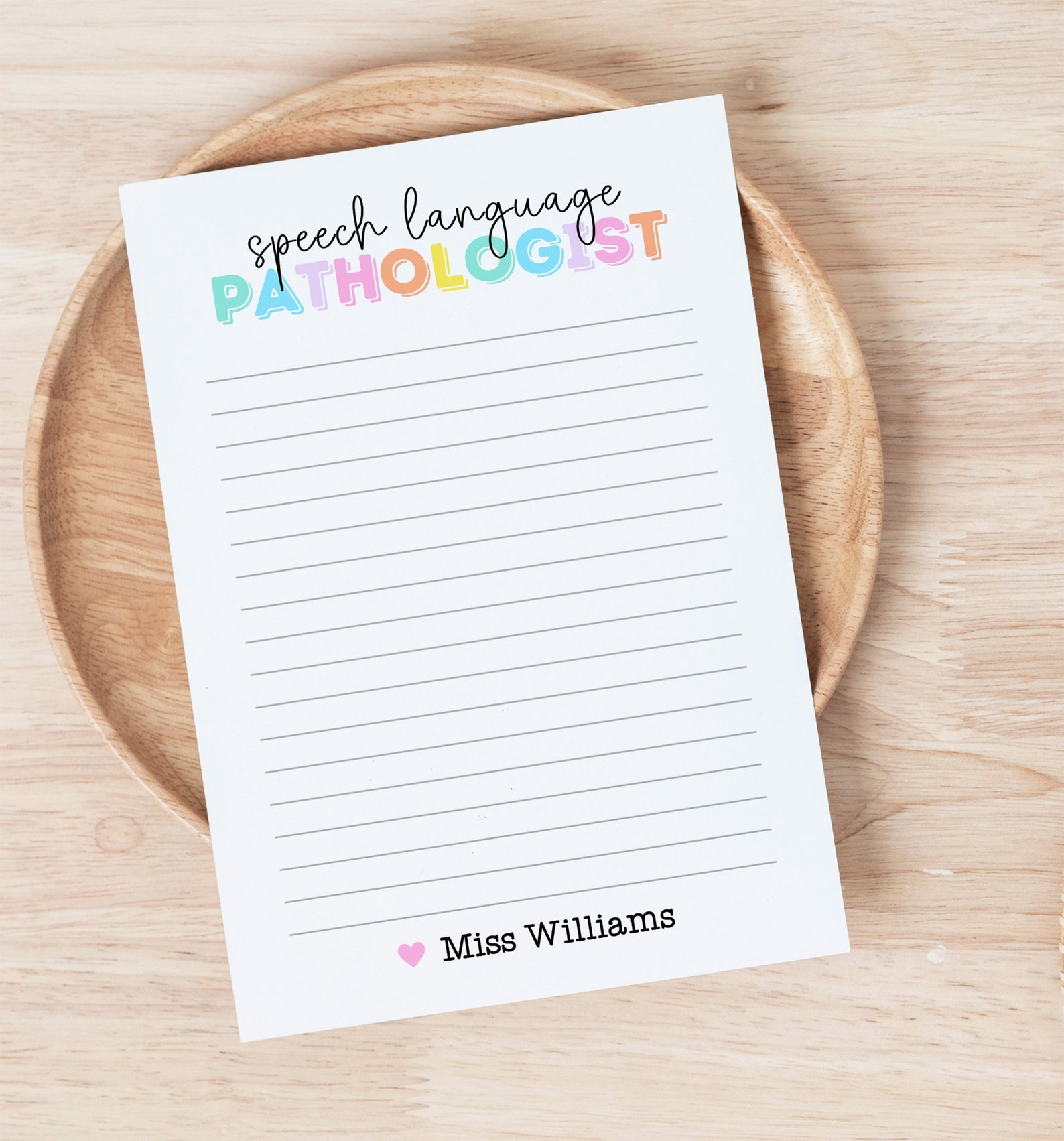 SLP Note Pad Personalized, Speech Language Pathologist Appreciation ...