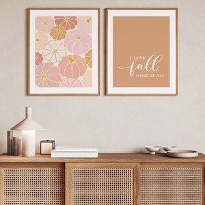 Boho Pink Pumpkins Wall Art PRINTABLE, Neutral I Love Fall Most of All ...