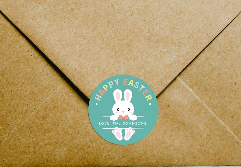 Personalized Easter Bunny Stickers, Colorful Easter Labels for Treat ...