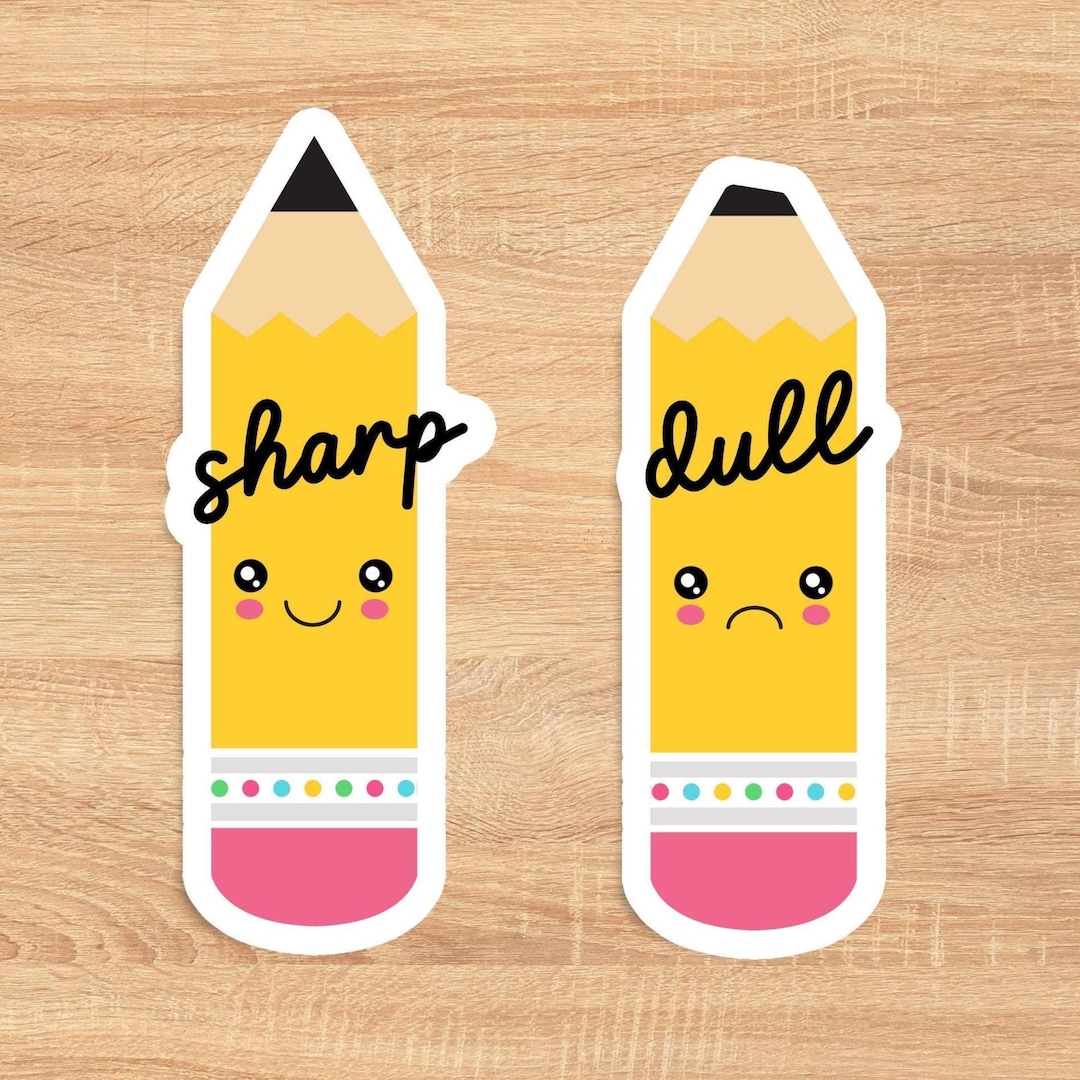 Sharp Dull Pencils Sticker Set, Back to School Class Labels, Cute ...