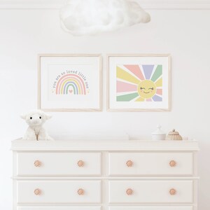 Colorful Sunshine Nursery Wall Art, Pastel Playroom Decor, Boho Smiling ...