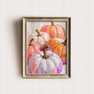 Pumpkins Wall Art PRINTABLE, Pink Fall Kitchen Decor, Colorful Modern ...