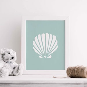 Beach Nursery Wall Art PRINTABLE, Seashells Girls Room Print Set ...