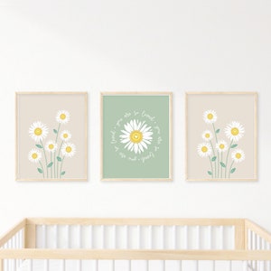 Neutral Daisy Nursery Print Set of 3, You Are so Loved Modern Daisy ...