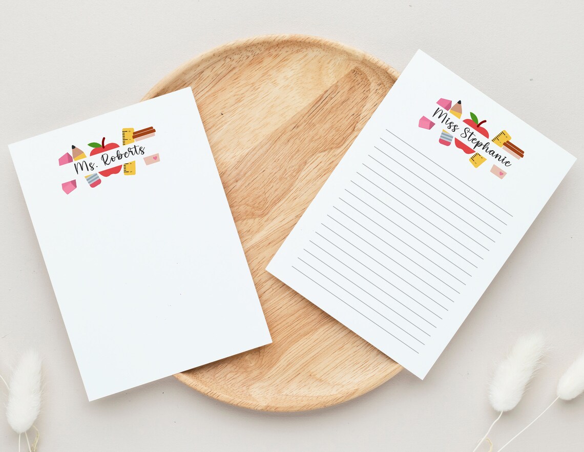 Teacher Note Pad Personalized, Colorful Custom School Stationery, Cute ...