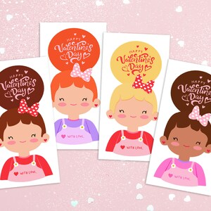 Valentine Hair PRINTABLE, Girls Valentine's Day Cards, Cute Lollipop ...