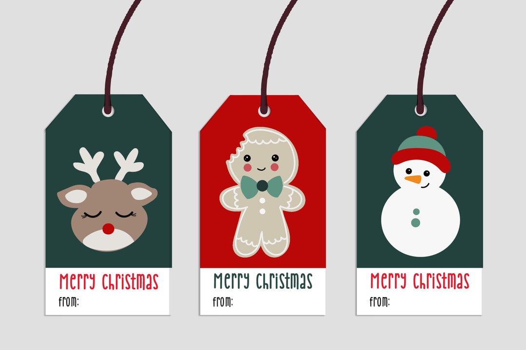 Boy Christmas Gift Tag PRINTABLE, Cute Christmas Tags for Kids Treat ...