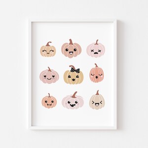 Pumpkin Nursery Wall Art PRINTABLE, Boho Pink Pumpkin Face Halloween ...