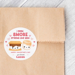 Smores Valentine Stickers Personalized, Marshmallow Valentine's Day ...