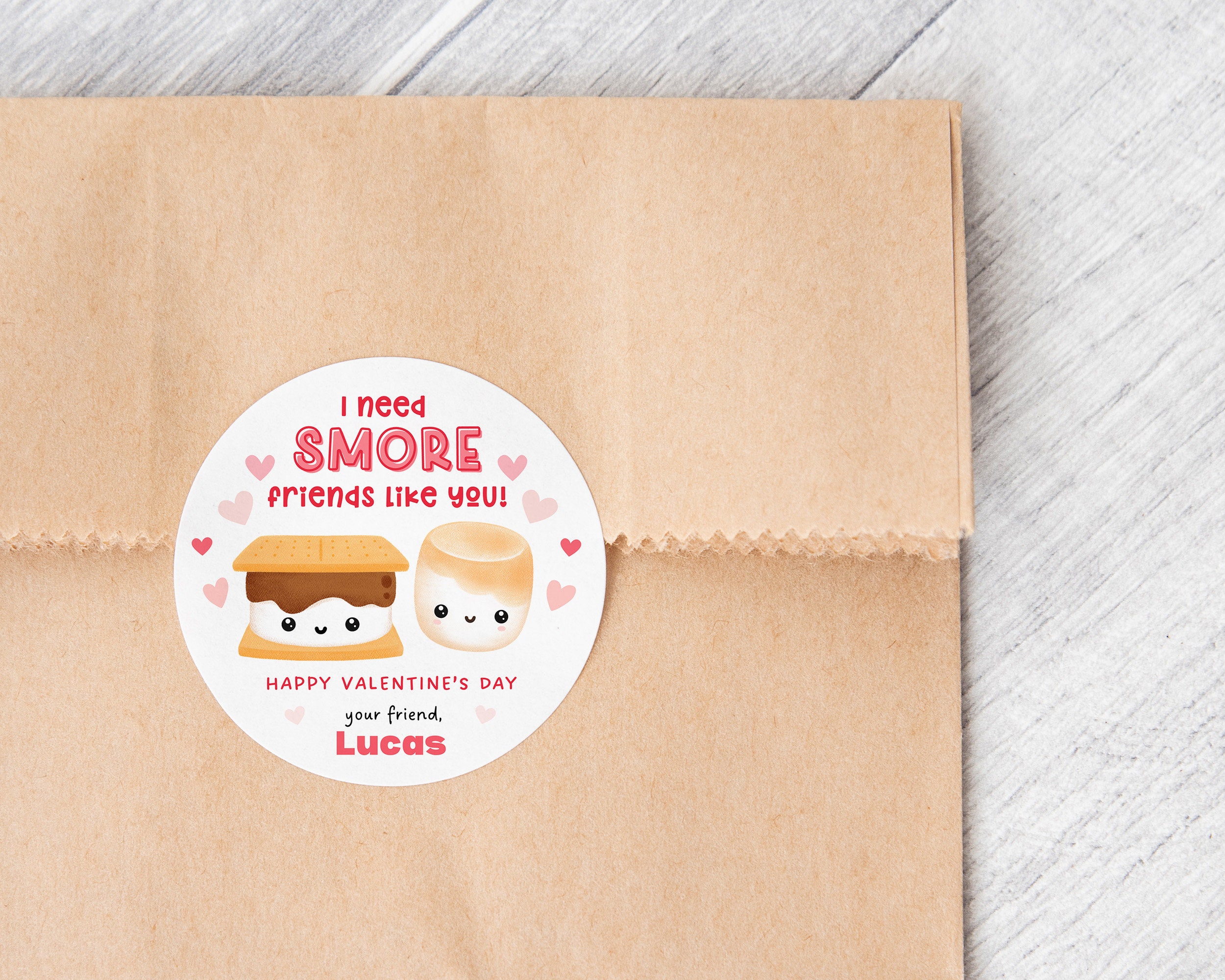 Smores Valentine Stickers Personalized, Marshmallow Valentine's Day ...