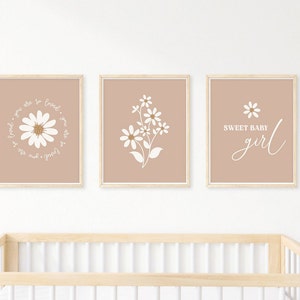 Neutral Daisy Nursery Wall Art, You Are so Loved Modern Daisy Decor ...