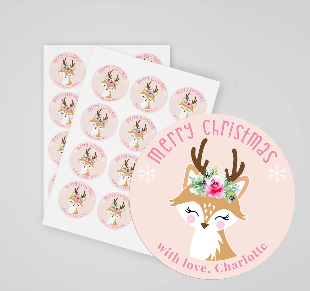 Merry Christmas Stickers With Name, Personalized Christmas Treat Bag ...