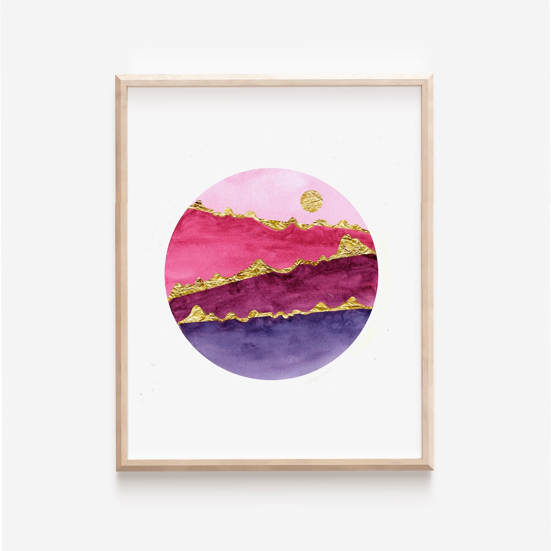 Jewel Tone Watercolor Abstract Art Print, Abstract Sunset Ruby Amethyst ...
