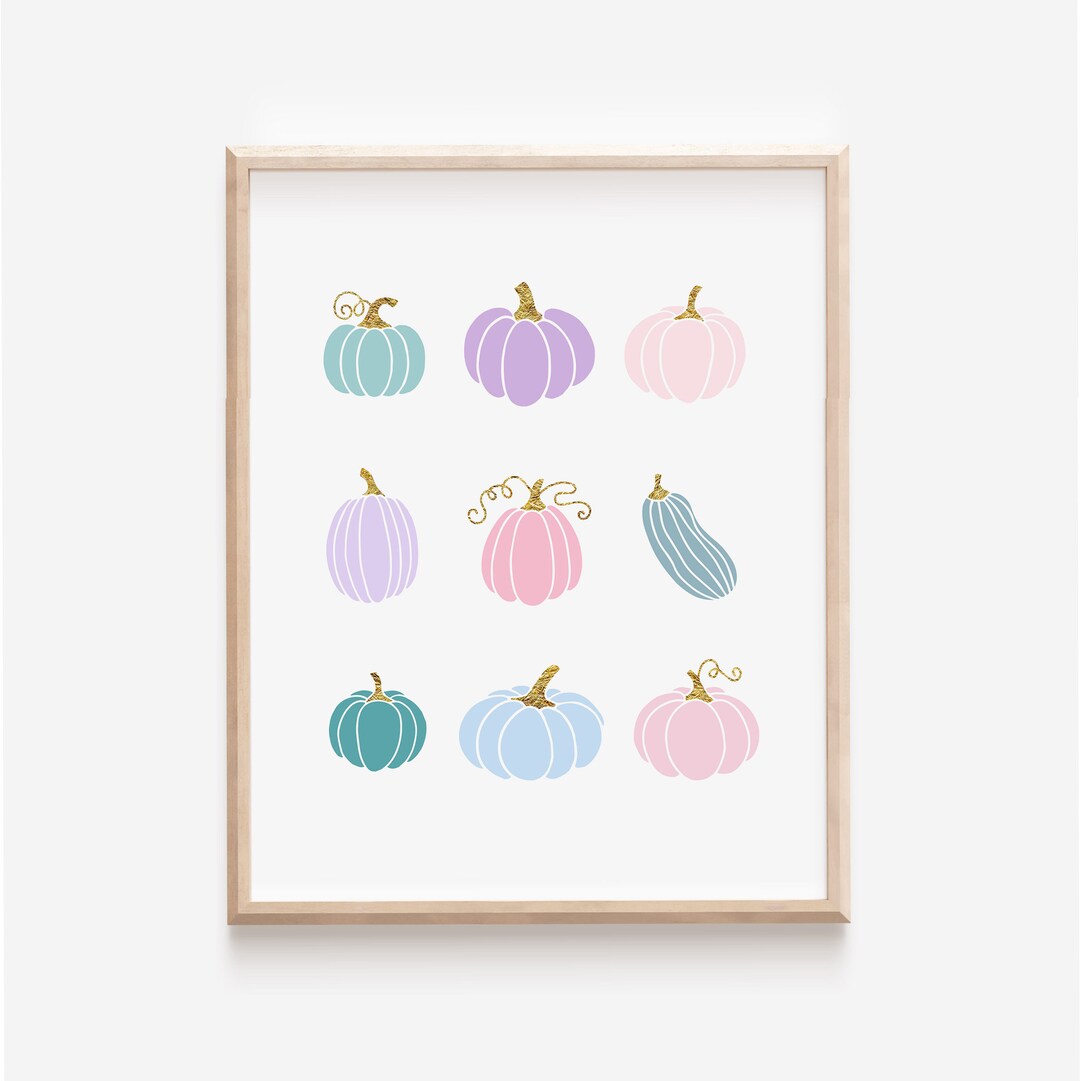 Pastel Pumpkins PRINTABLE, Pink Pumpkin Nursery Wall Art, Boho Fall ...