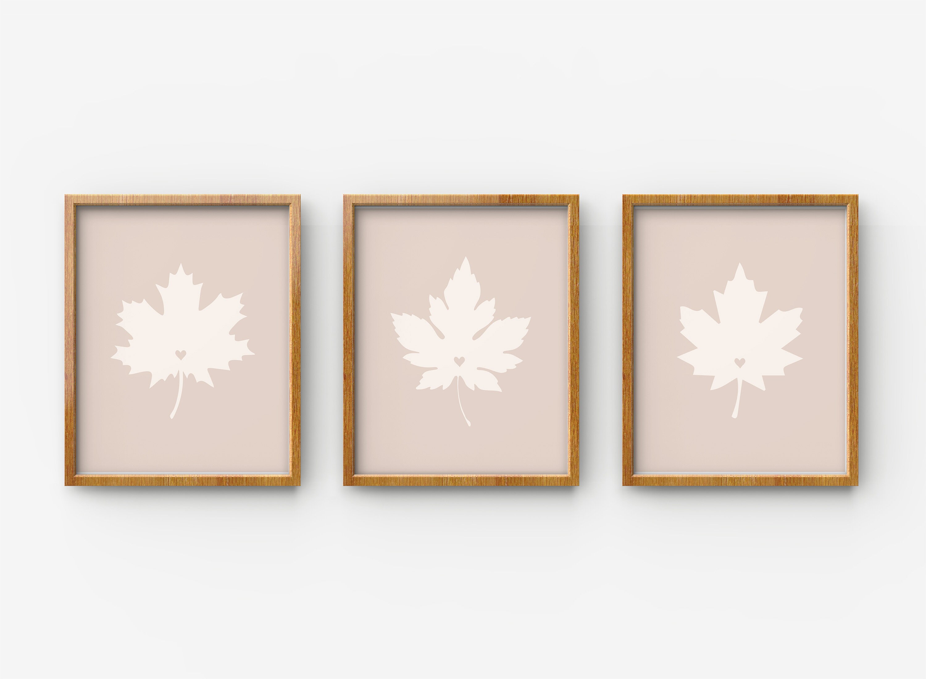 Neutral Leaves Wall Art PRINTABLE, Taupe Fall Maple Leaf Print Set ...