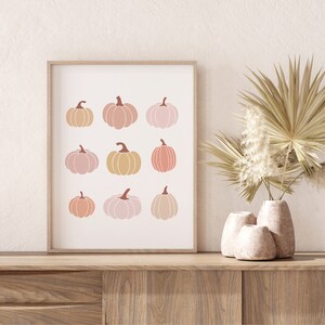 Boho Pumpkins Wall Art PRINTABLE, Neutral Pink Thanksgiving Decor ...