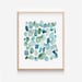 Sea Glass Abstract Art Print, Modern Coastal Wall Art, Blue Green Beach ...