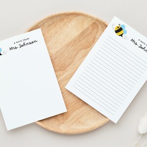 Teacher Note Pad Personalized, Custom School Stationery Name, Cute Bee ...