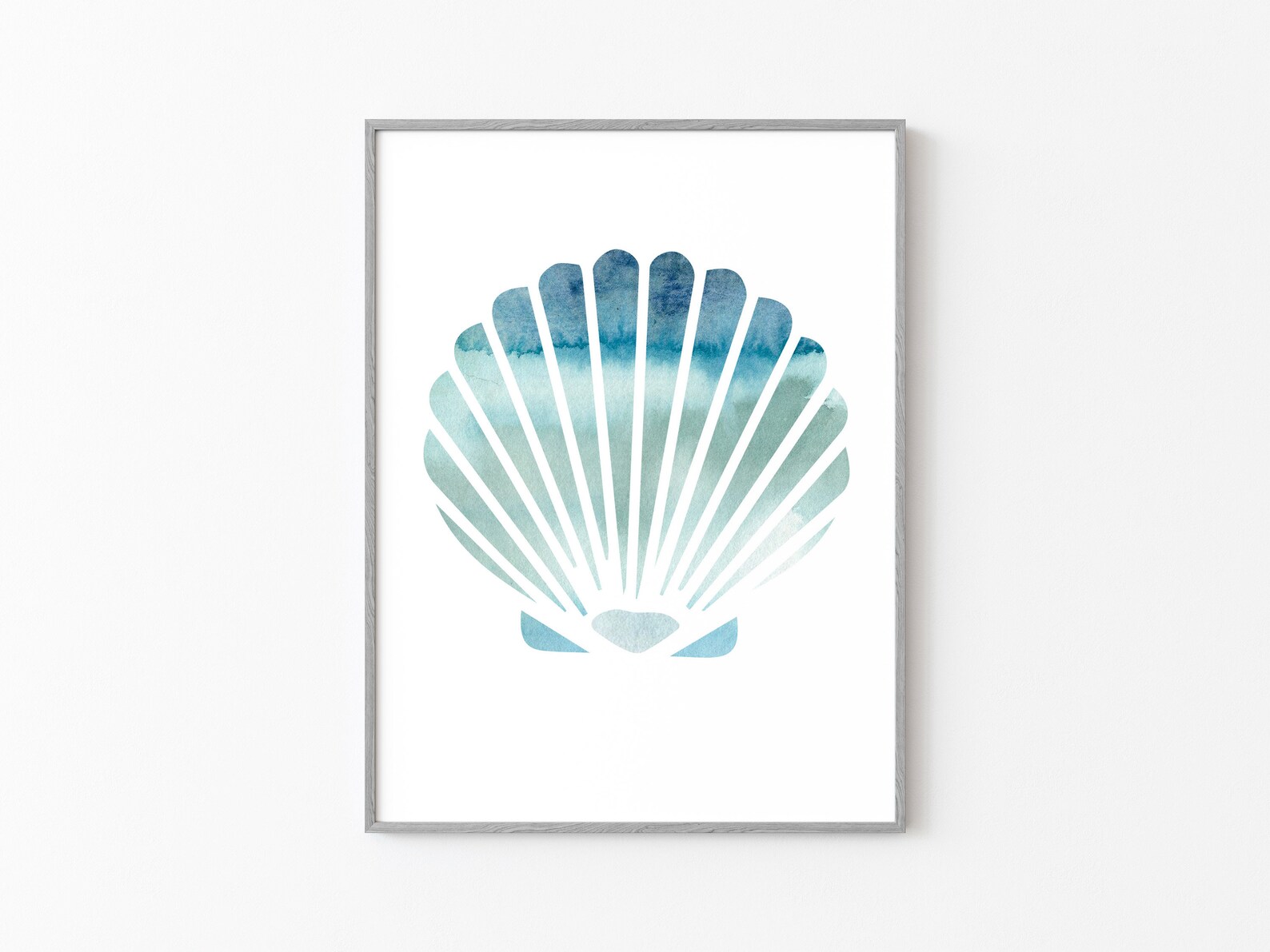 Blue Seashell Print Set of 9 Turquoise Watercolor Coastal - Etsy