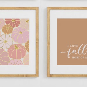 Boho Pink Pumpkins Wall Art PRINTABLE, Neutral I Love Fall Most of All ...